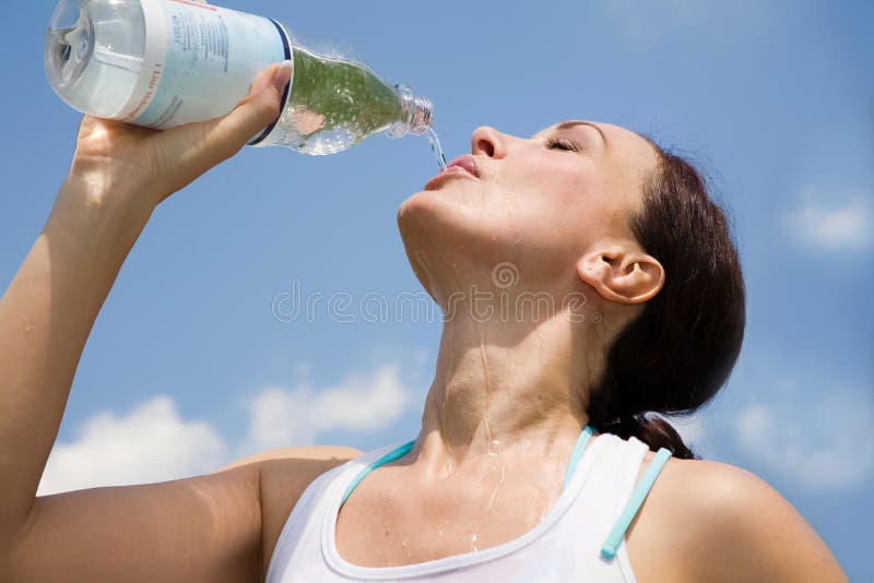 Young Woman Trinking Water Out Stock Image - Image of women, bottle ...