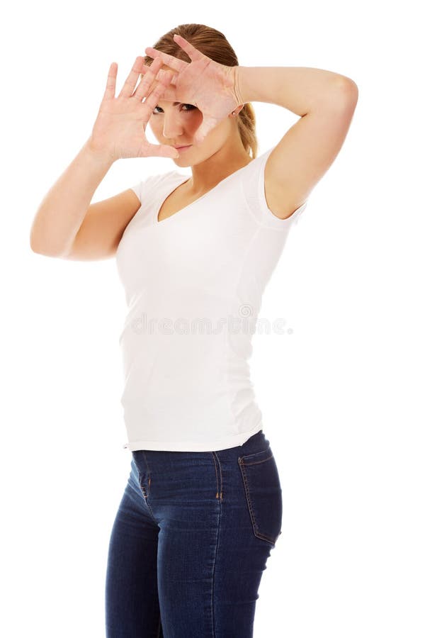 Young Woman Try To Hiding Herself. Violece Concept Stock Photo - Image ...