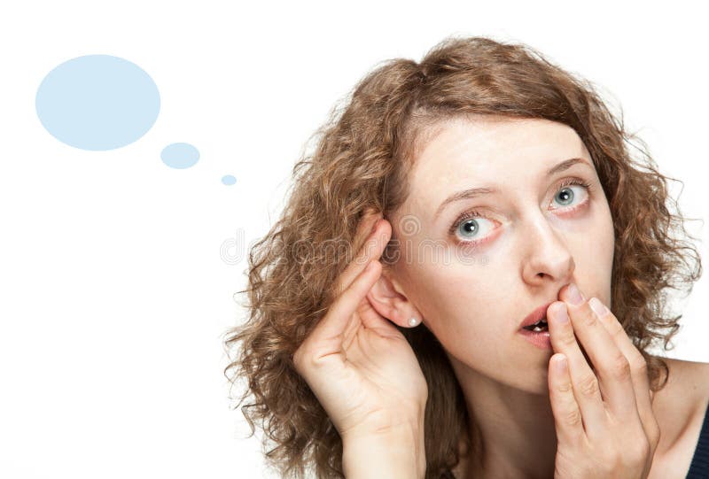 Young Woman Trying To Overhear Something Stock Photo - Image of girl ...
