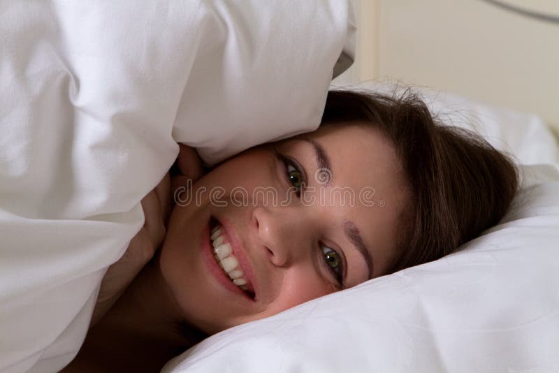 Young Woman Under the Blanket Stock Image - Image of house, lifestyle ...