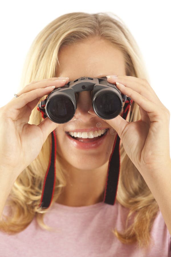Young Woman Using Binoculars Stock Image - Image of seek, look: 17029051