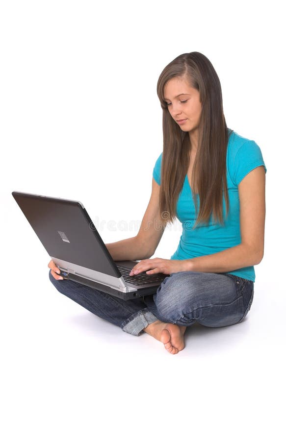 Teen using laptop stock photo. Image of communication - 1938808