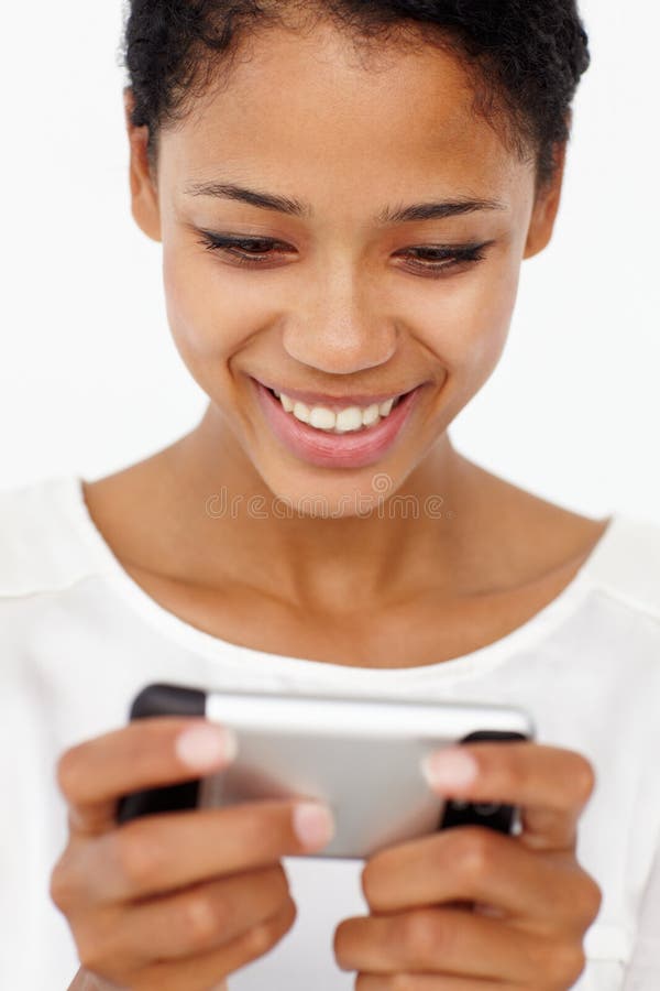 Young Woman Using Mobile Phone Stock Photo - Image of receptionist ...