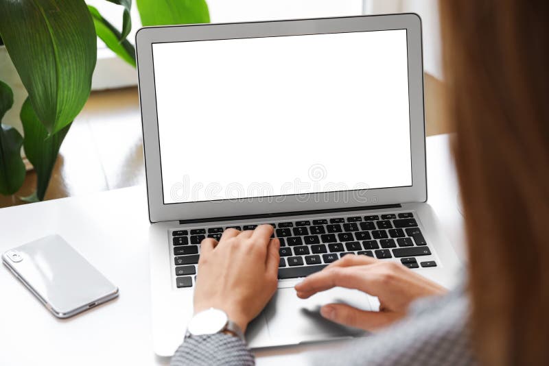 Young Woman Using Modern Computer at Table in Office. Space for Design ...