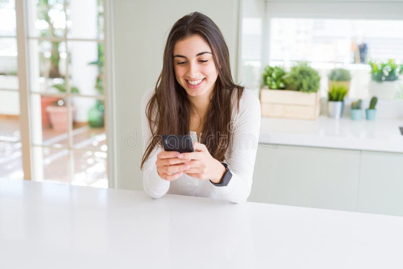 Happy Guy Texting Message To Friend on Smartphone Stock Image - Image ...