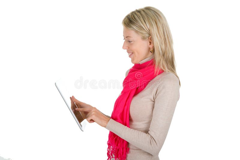 Young Woman Using a Tablet Computer Stock Image - Image of elegant ...