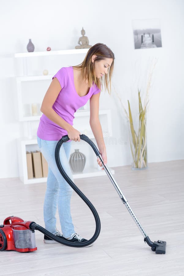 Angry Woman with Vacuum Cleaner at Home Stock Image - Image of cleaning ...