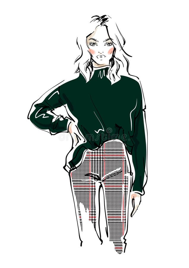 Young woman vector sketch stock illustration. Illustration of fall ... Young woman vector sketch stock illustration. Illustration of fall ...
