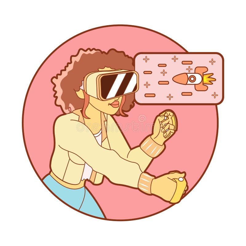 Young Woman Virtual Reality Glasses Game Simulator Vector Stock Vector ...