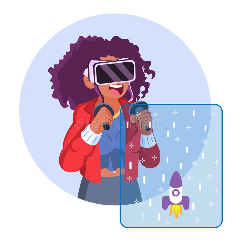 Young Woman Virtual Reality Glasses Game Simulator Vector Stock Vector ...