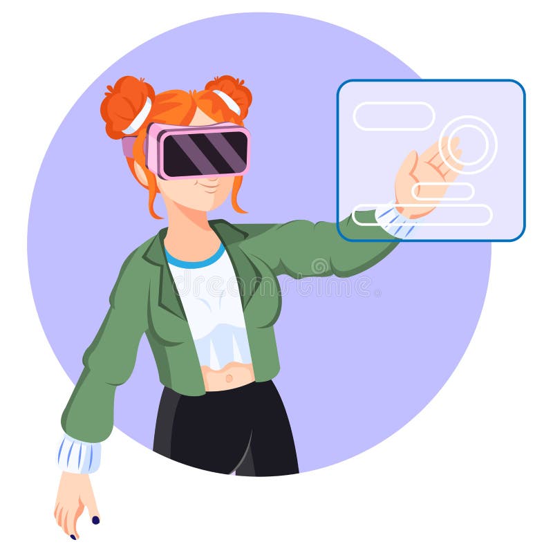 Young Woman Virtual Reality Glasses Game Simulator Vector Stock Vector ...