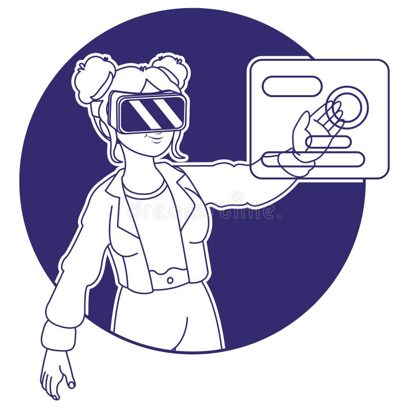 Young Woman Virtual Reality Glasses Game Simulator Vector Stock Vector ...