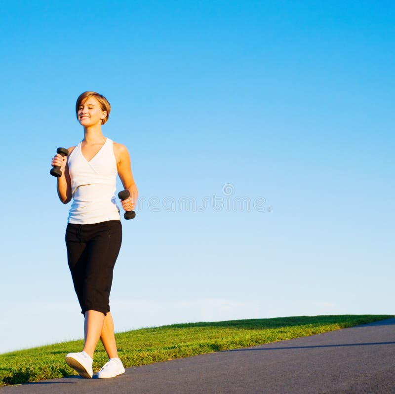 Young Walking Fitness Woman Stock Photo - Image of attractive, running ...