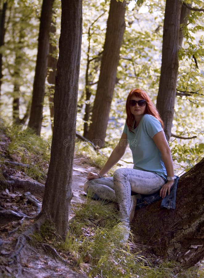 Young Woman Walking in Spring Park Stock Photo - Image of outdoors ...