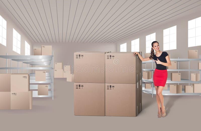 Young woman in warehouse stock photo. Image of colleagues - 46708790