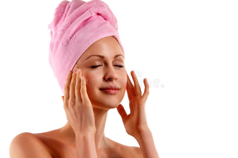 Young woman after washing stock image. Image of pink - 22179279