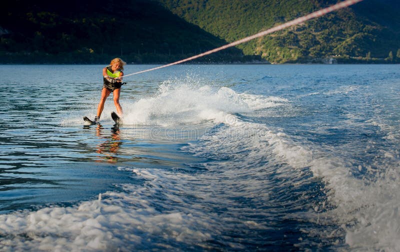 Water skiing on a sea stock image. Image of leisure - 250825685