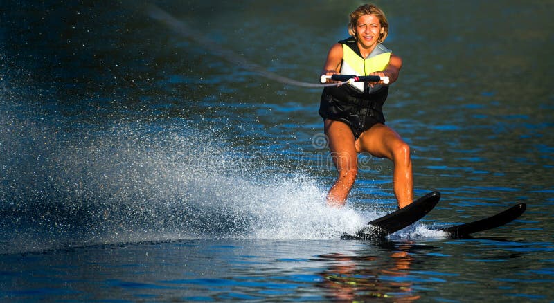 Water skiing on a sea stock photo. Image of jacket, sports - 250825698