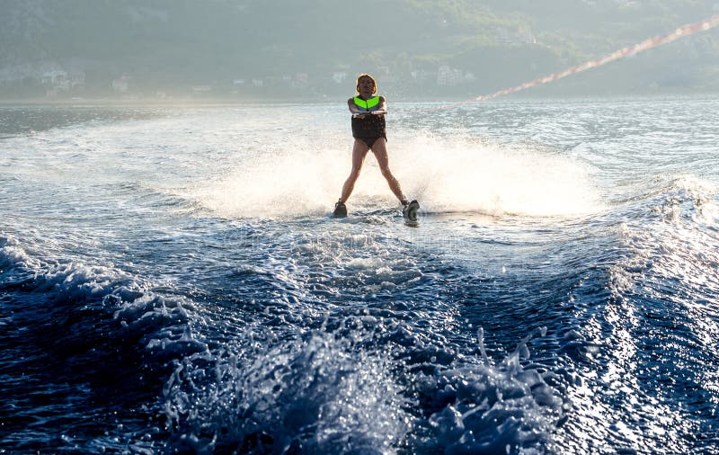 Water skiing on a sea stock image. Image of splash, warm - 250825703