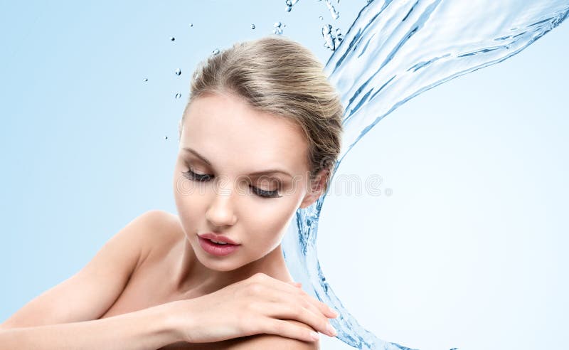 Design of Young Woman Body with Clean Water Splash Stock Image - Image ...