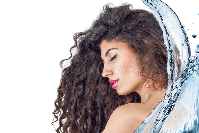 Young Woman with Water Splash Stock Photo - Image of beautiful, health ...