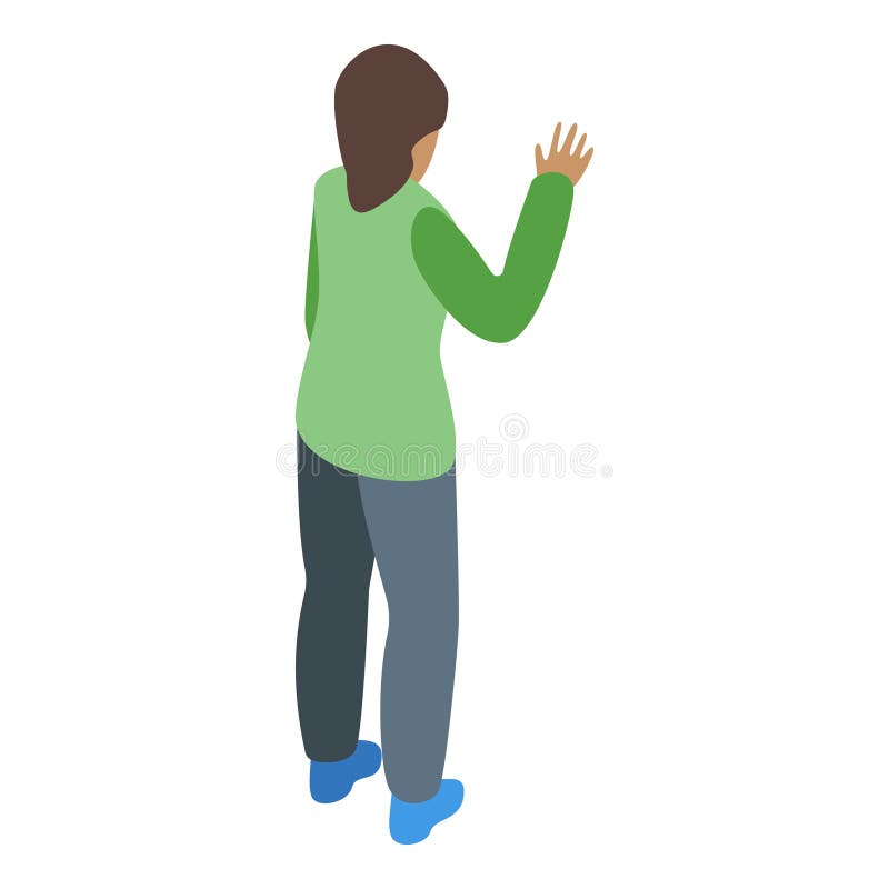 Young Woman Waving Hand Isometric Icon Stock Illustration ...