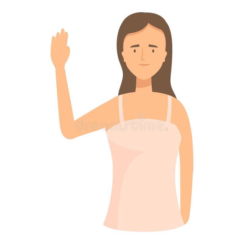 Young Woman Is Waving Her Hand In Greeting Stock Vector Illustration
