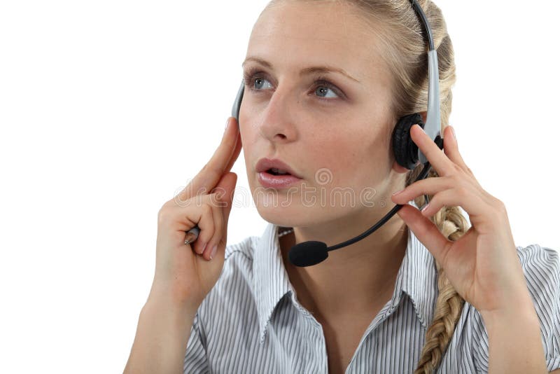 Young Woman Wearing Headset Stock Image - Image of person, headset ...