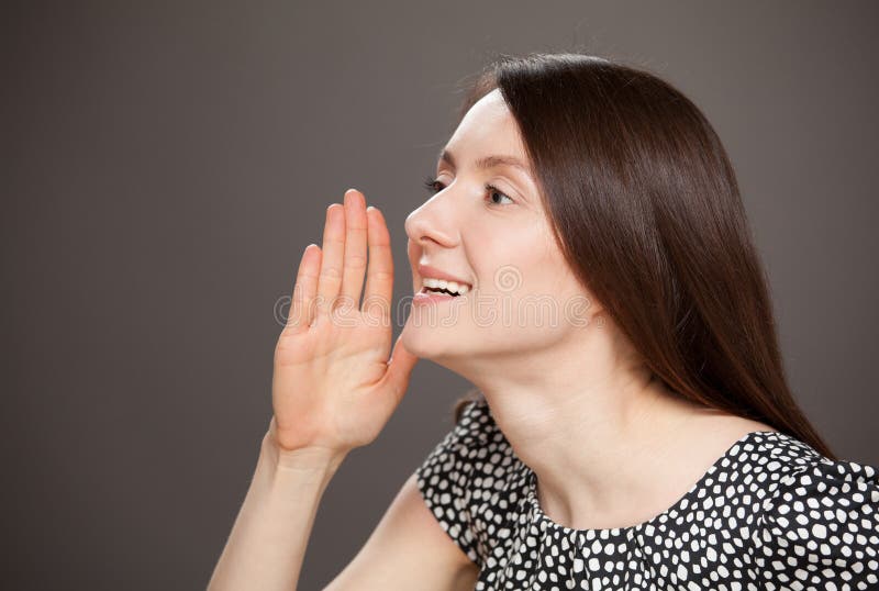 Young Woman Whispering in Smb S Ear Stock Image - Image of hide ...