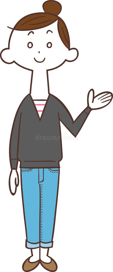 A Young Woman Who Guides the Left Side Stock Vector - Illustration of ...