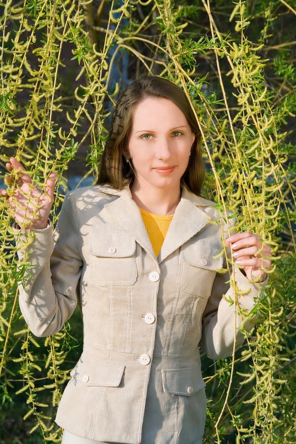 Young woman and the willow stock photo. Image of girl, enjoy - 827200
