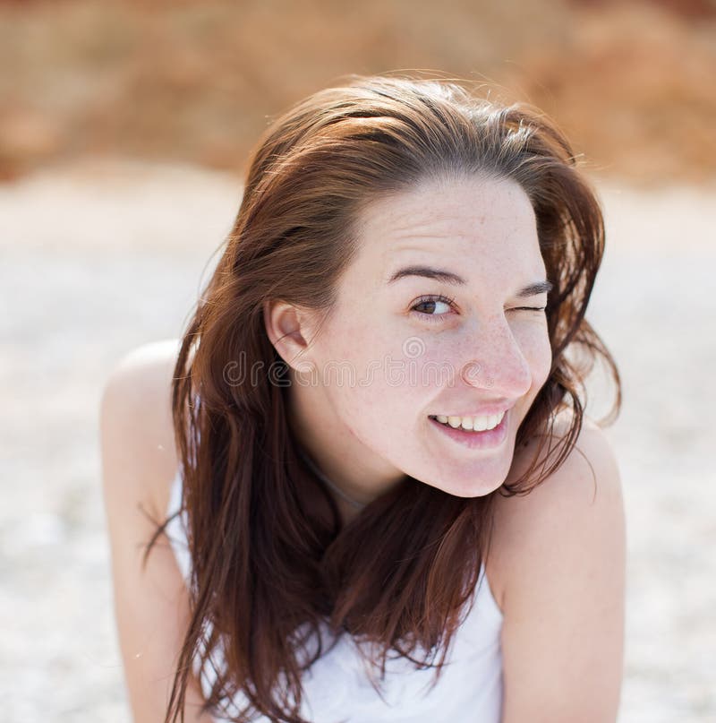 Young Woman Winks Stock Image Image Of Hair Attractive 51208757