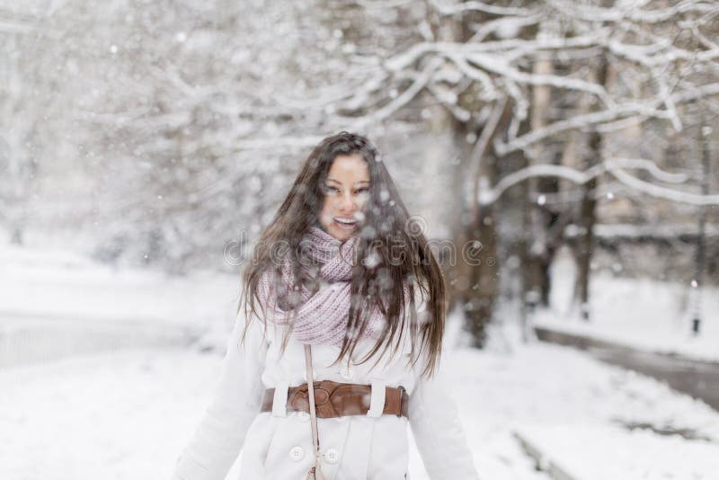 Young woman at winter stock image. Image of femininity - 37819605
