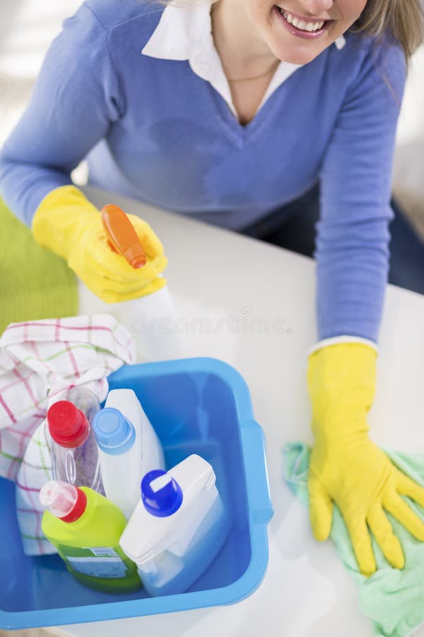 Young woman wipe table stock photo. Image of inside, detergent - 68231074