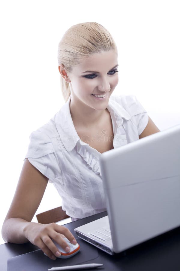 Young woman blonde online stock photo. Image of female - 8850266