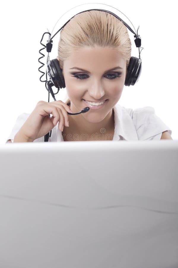 Young woman at work stock photo. Image of cheerful, computer - 15490156