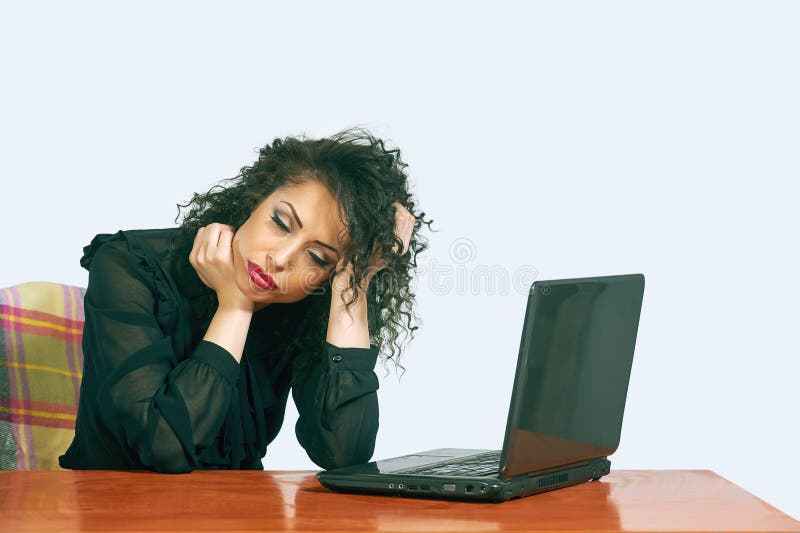Young Woman at Work in the Office . Irritation Stock Photo - Image of ...