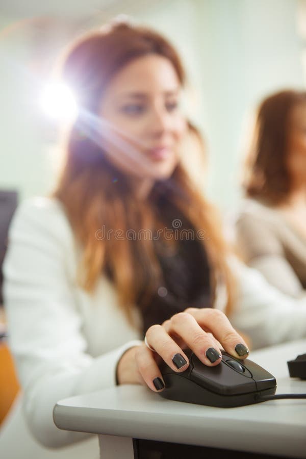Young Woman Working on the Computer Stock Image - Image of looking ...