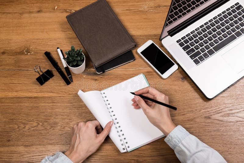 Young Woman Working on Computer at Table, Closeup. Banner Design Stock ...