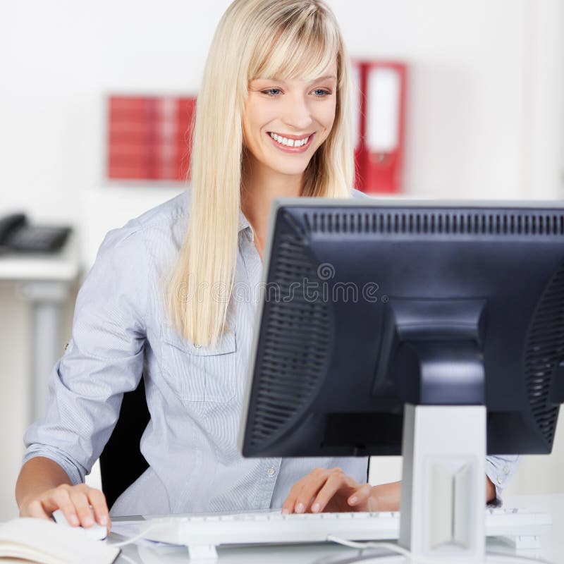 Young woman working stock image. Image of browsing, beauty - 31188399
