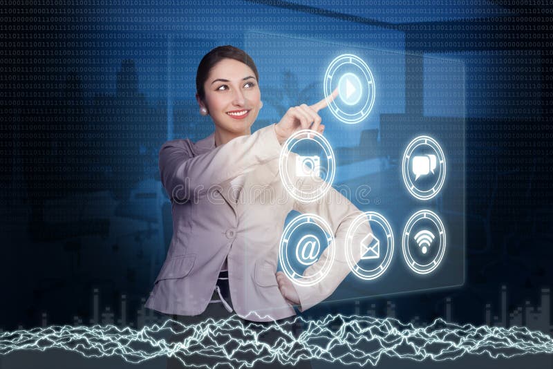 Young Woman Working with High-tech Stock Photo - Image of connection ...