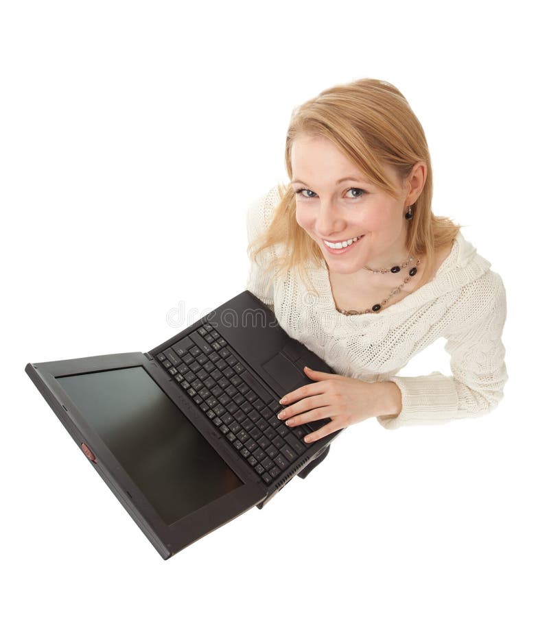 Young Woman Working on Laptop Stock Photo - Image of girl, attractive ...