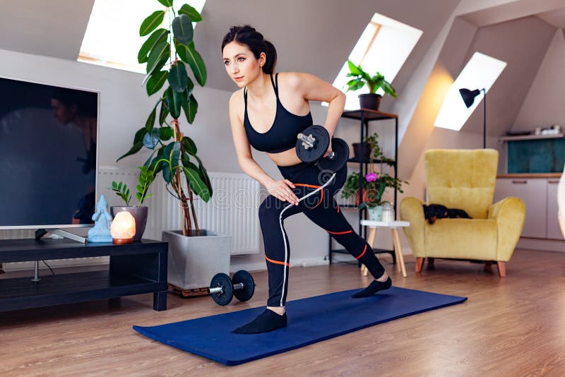 Home Workout during Lockdown Stock Image - Image of active, female: 177841675