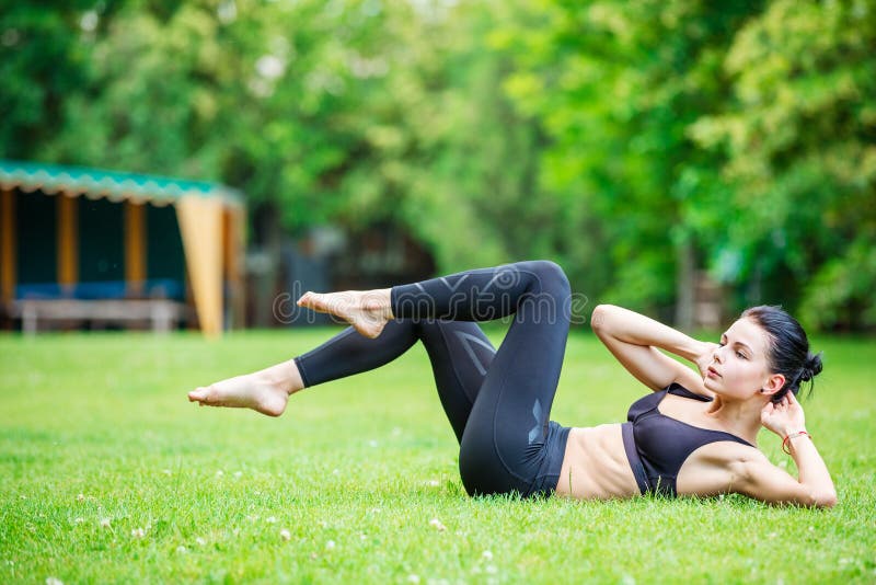 Young Woman Working Out Outdoors Stock Image - Image of fitness ...