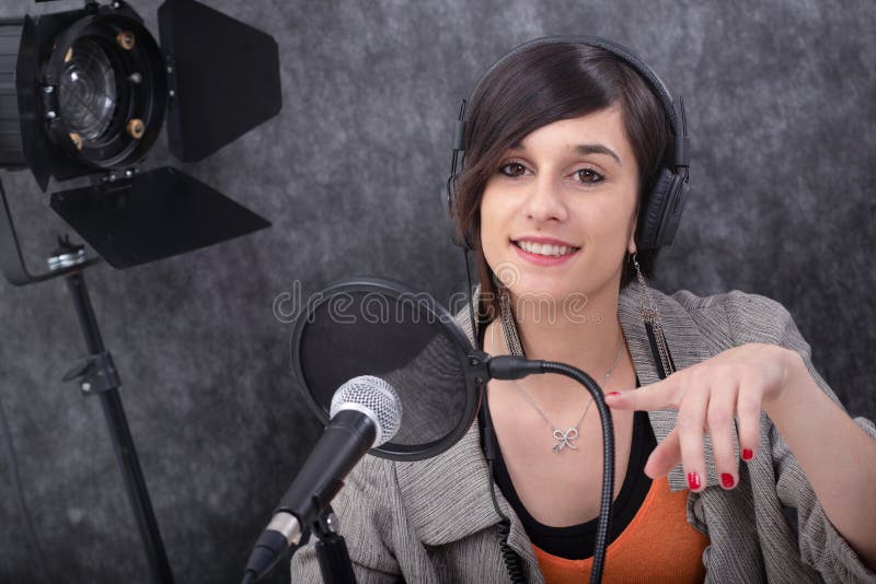 Young Woman Working on the Radio Stock Photo - Image of communicate ...