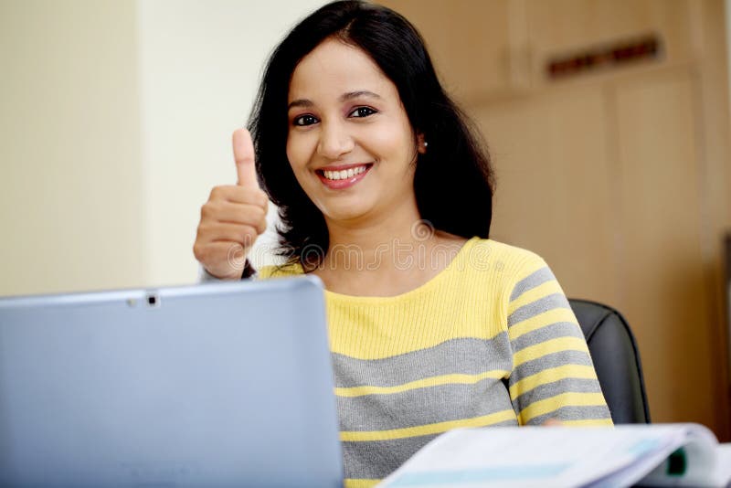 Young Woman Working with Tablet Computer Stock Photo - Image of pretty ...