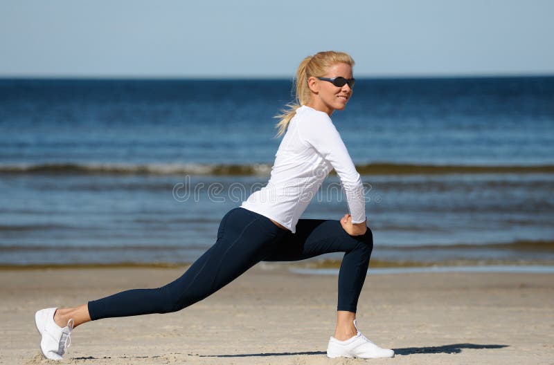 Young woman workout stock photo. Image of female, ocean - 11411934