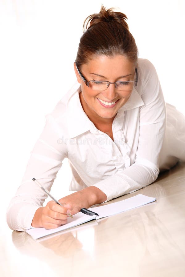 A young woman writing stock image. Image of adult, feminine - 15977825