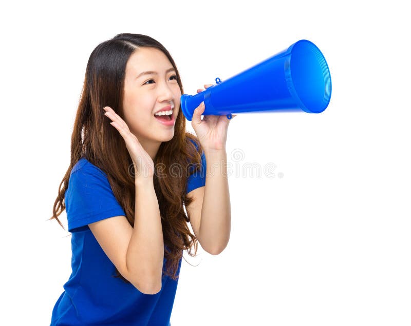 Young Woman Yell with Megaphone Stock Image - Image of scream, pretty ...