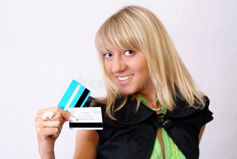 Young Women and 2 Credit Card. Stock Photo - Image of human, buying ...